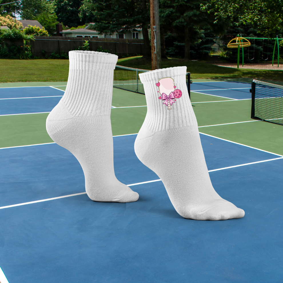 Pink Paddle & Bow Socks – That Pickleball Swag